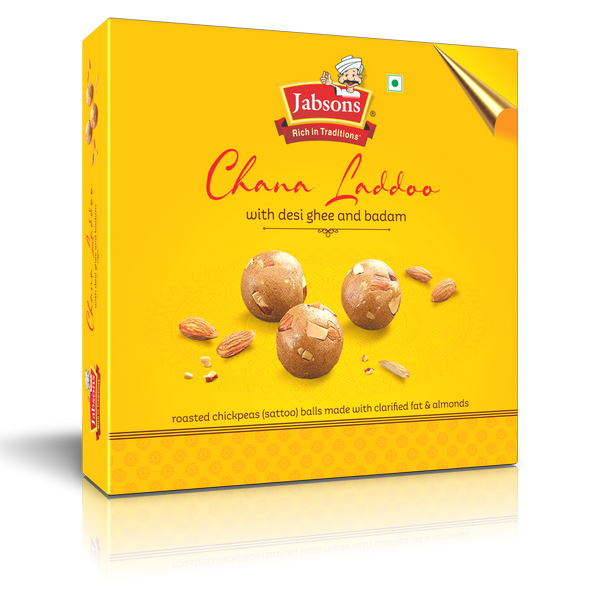 Jabsons Sweet Chana (Sattoo) Laddu - (Desi Ghee & Badam) 400g