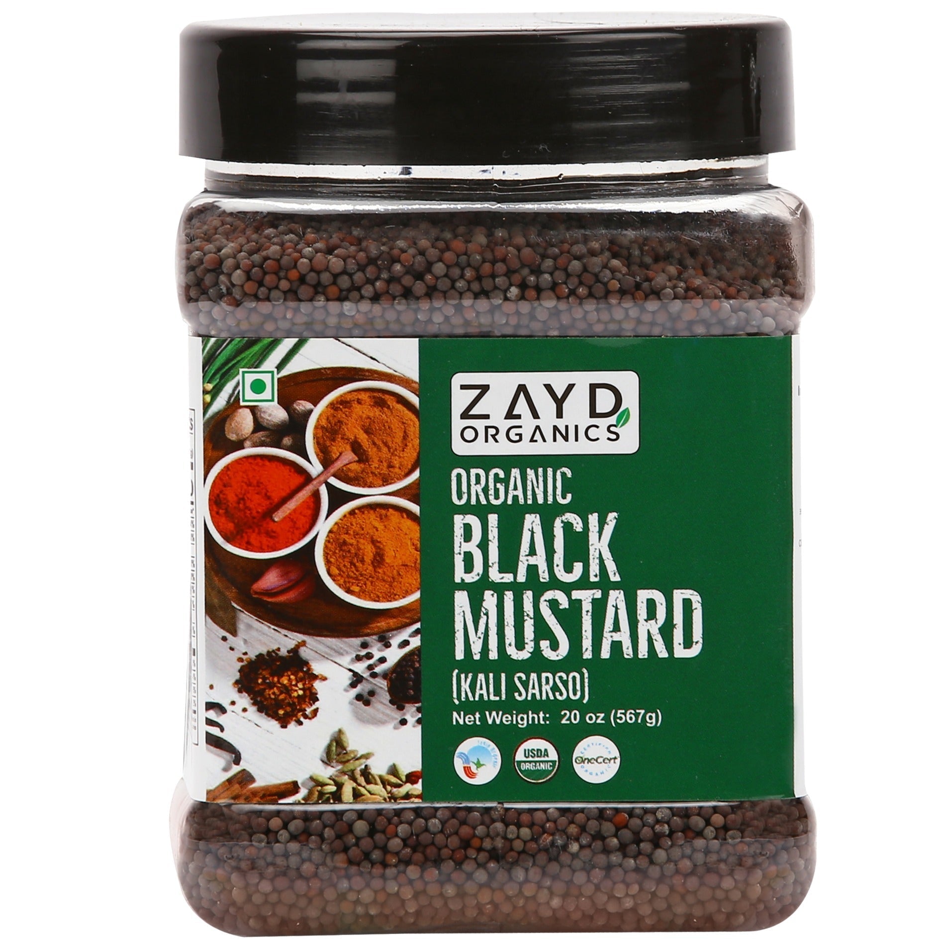 Zayd Organic Black Mustard Whole 20oz, USDA Organic Certified